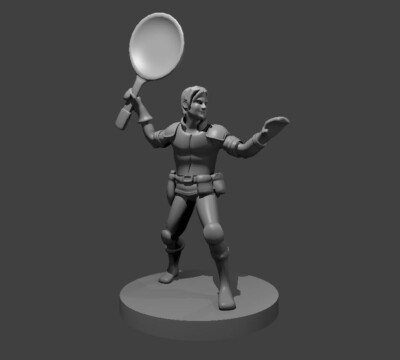 Human Frying Pan Fighter Warrior 28mm Scale DND D&D Tabletop Miniature ...