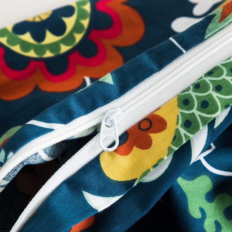 Colorful Flower Duvet Cover Queen 100% Cotton 3 Pcs Set 1 Rust Red ...