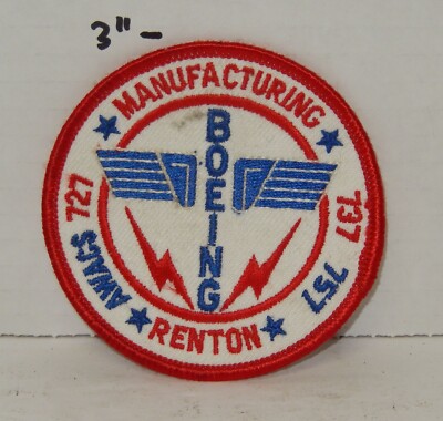 Vintage Boeing Renton Manufacturing 727 737 757 Patch Red Blue White 3 ...
