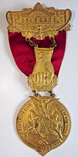 VINTAGE FIREMAN'S DELEGATE RIBBON GLOVERSVILLE N.Y. 1903 | eBay