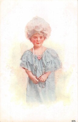 Cute Little Colonial Girl Wearing Powdered Wig & String of Pearls-Old ...