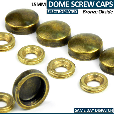 BRONZE OXIDE THREADED RUSTIC DOME SCREW SNAP CAPS COVER SIGN FURNITURE ...