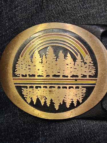 1979 Tech Ether Guild "Echo" Solid Brass Belt Buckle Rainbow Forest ...