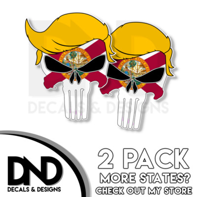 Trump Skull - Florida Decal Republican Right Wing Sticker 2 Pack FL | eBay