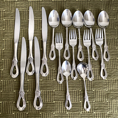 Oneida Cube Stainless TOUJOURS Flatware Pierced Floral 16 pc Forks ...