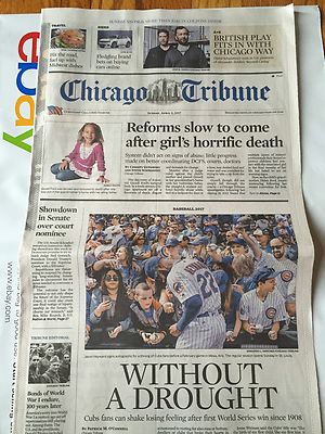 Chicago Tribune Newspaper 4/2/2017 Chicago Cubs Opening day! Full ...