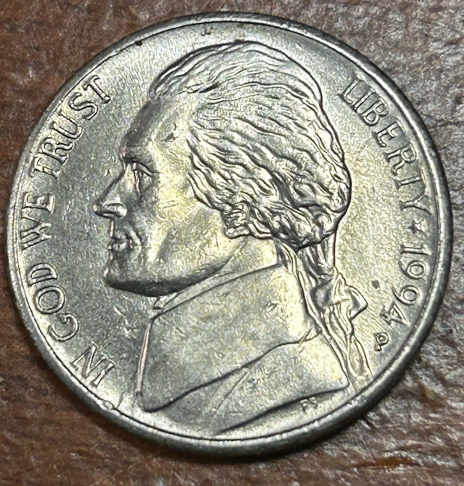 1994-P Jefferson Nickel Error - Large Struck Through Area Reverse ...
