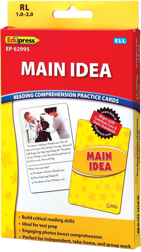 Reading Comprehension Practice Cards, Main Idea, Yellow Level (EP62995 ...