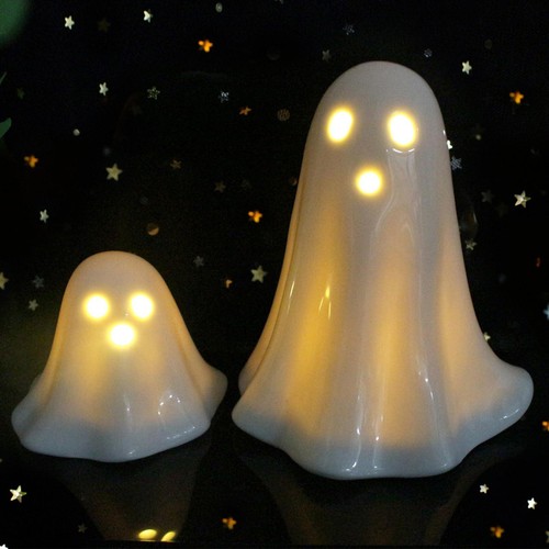 2pcs LED Ghost Statue Casper The Ghost Halloween Office Decor Battery ...