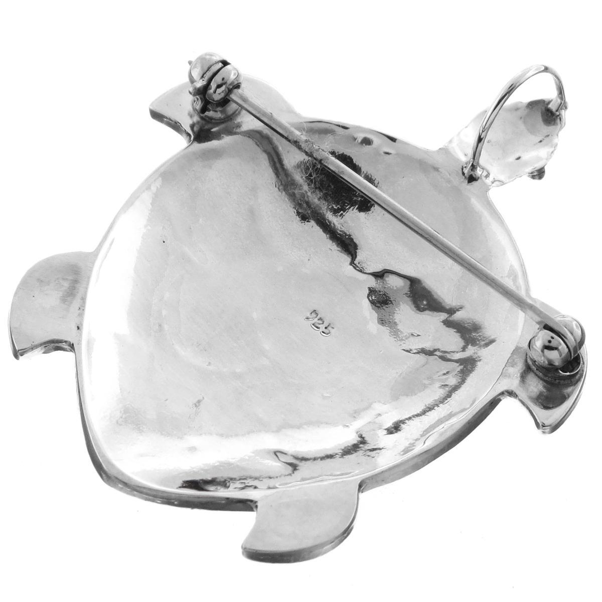 925 Sterling Silver Paua Abalone Shell Sterling Turtle Pendant Brooch ...