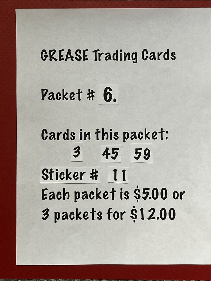 GREASE Card Sets! See Details For Discount Pricing. | eBay
