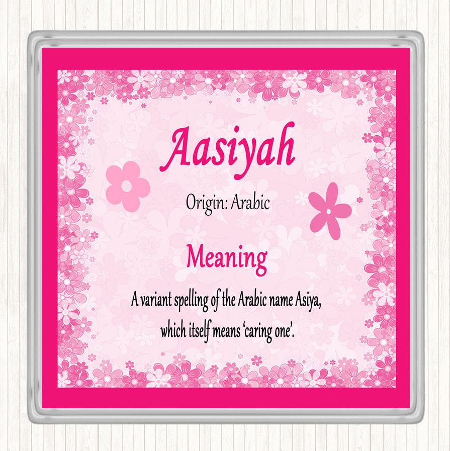 Aasiyah Name Meaning Drinks Mat Coaster Pink | eBay UK