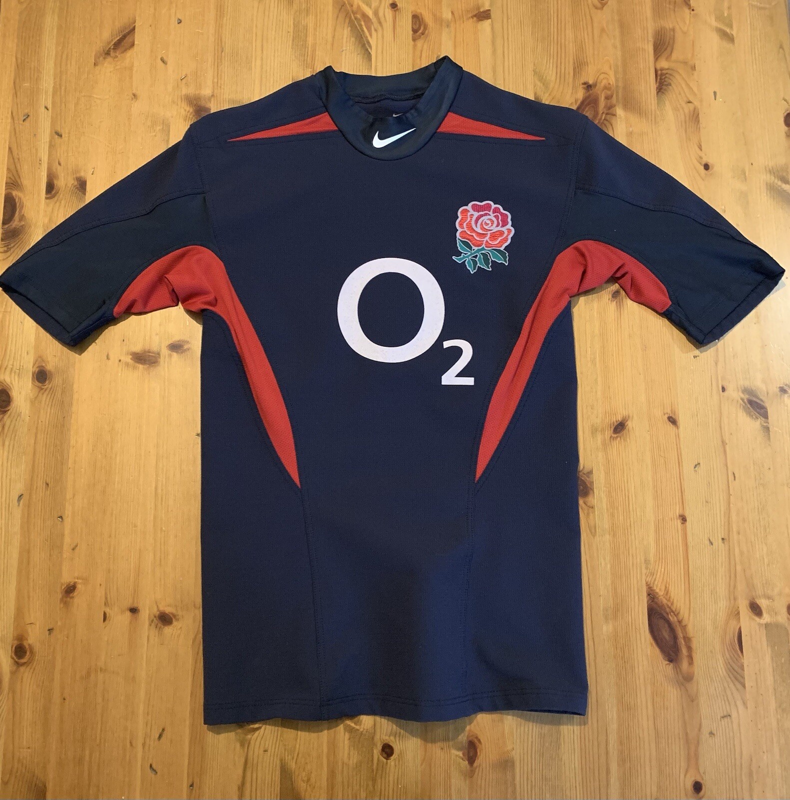 Nike England Rugby Union Away Test Fit Shirt 2003 Size M Navy Red Trim ...
