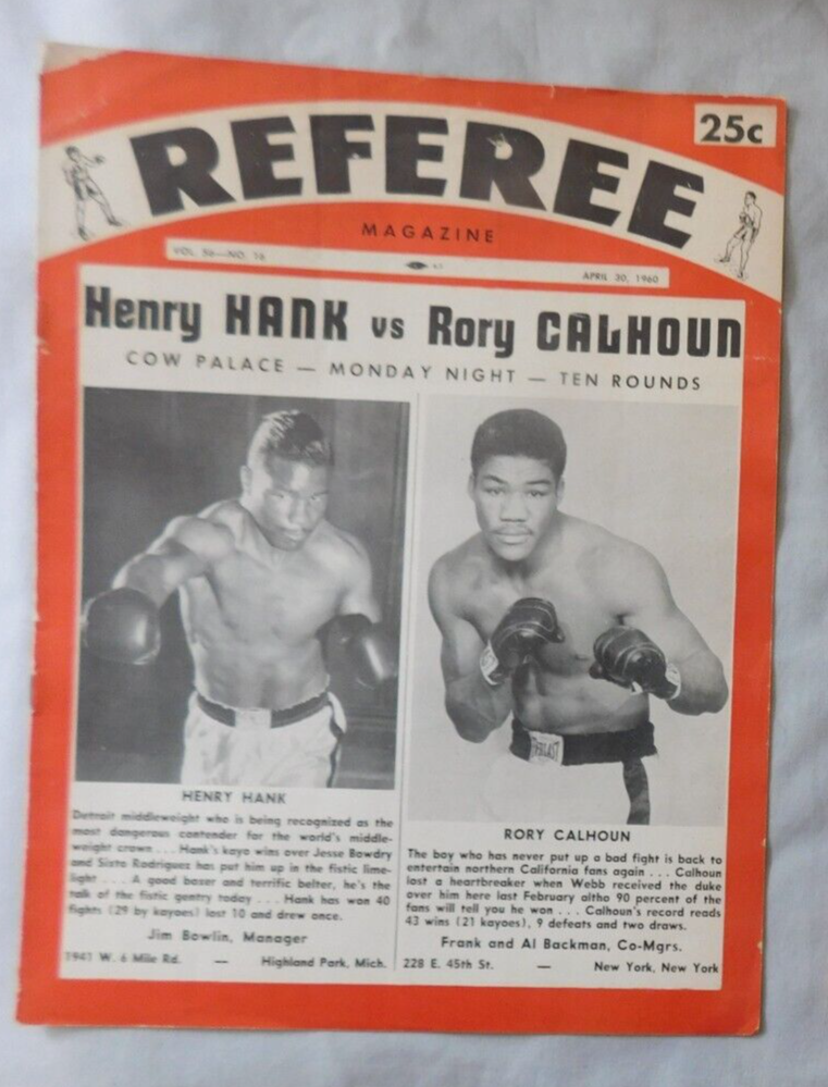 April 1960 Referee Boxing PROGRAM Henry Hank Vs Rory Calhoun | eBay