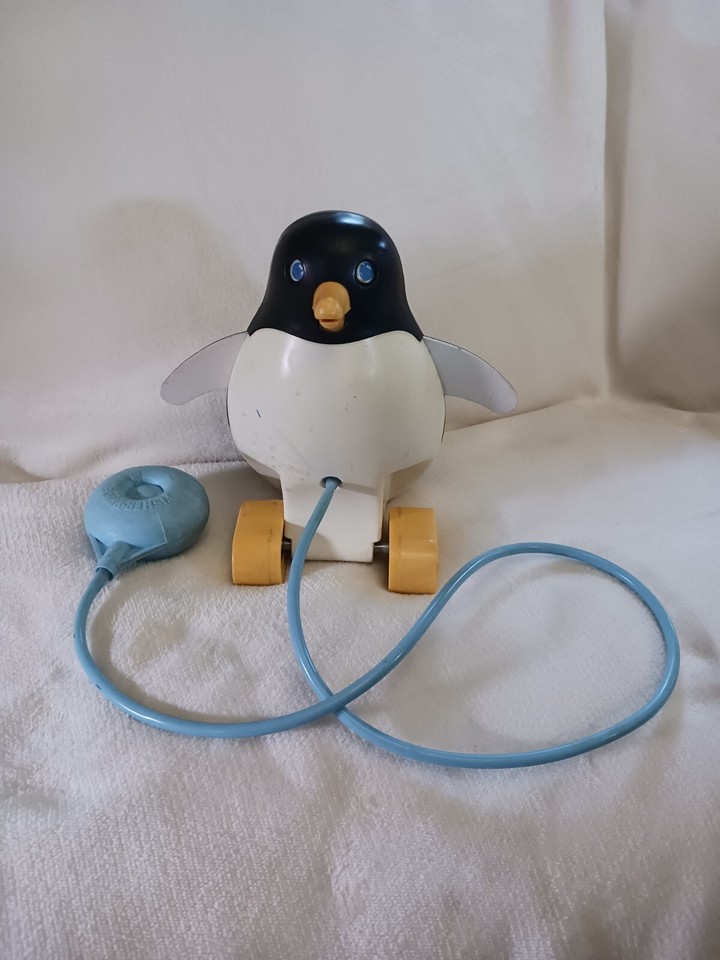 Vintage Fisher Price 1973 Perky Penguin Squeaky Pull Toy~Works~#786 | eBay