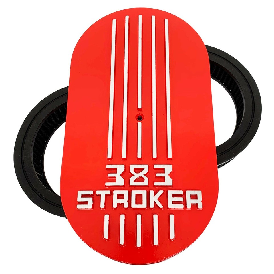 383 STROKER Valve Covers & Air Cleaner Kit, Raised Logo - RED - Ansen ...