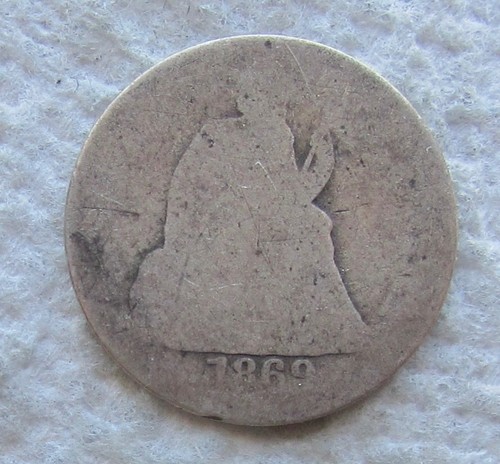 1869-S Seated Liberty Silver Dime Rare Key Date San Francisco Worn Hole ...