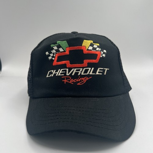 Vintage Chevrolet Chevy Racing Checkered Flag Black Mesh Trucker ...