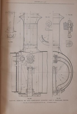 1886 RAILWAY LOCOMOTIVE PRINT BLAST PIPE STEAM STACK CLASS R ...