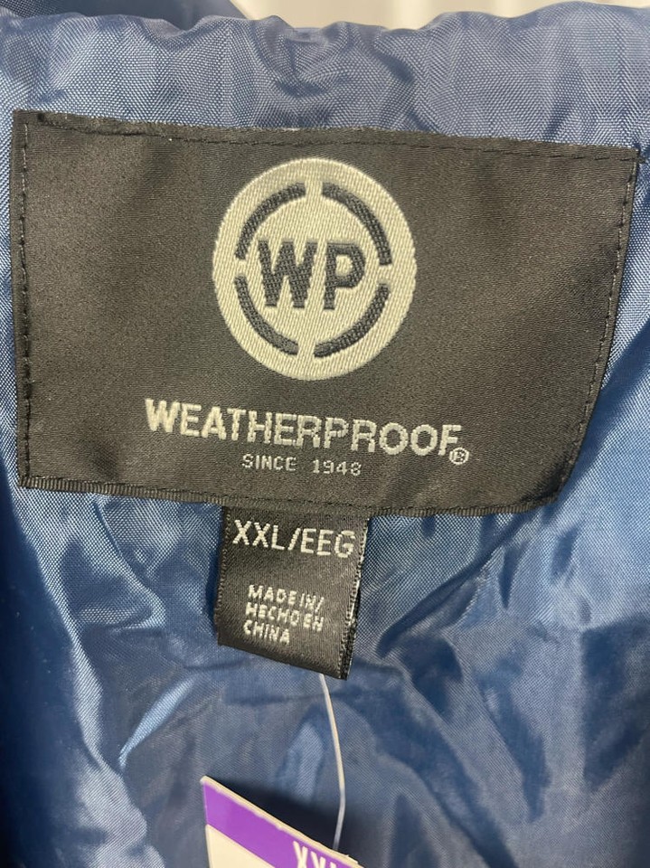 WP Weather Proof Mens Hooded Rain Jacket XXL Blue Casual Lightweight ...