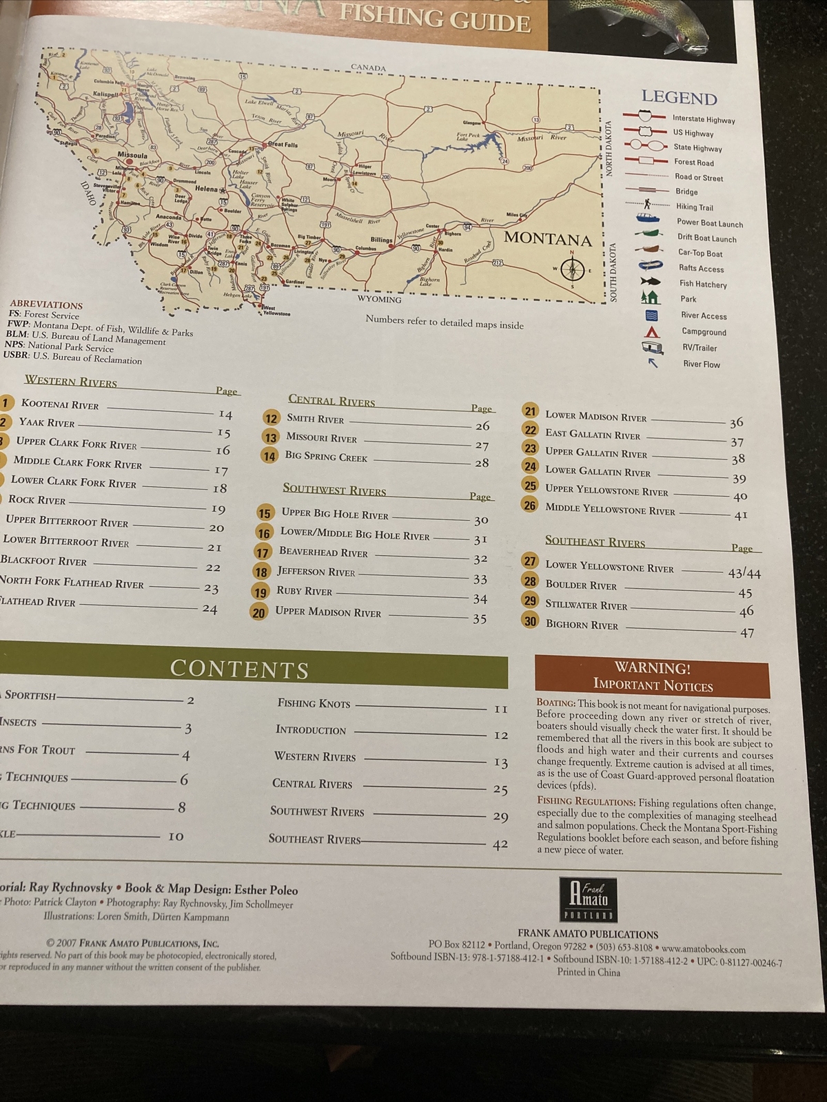 Montana River Maps and Fishing Guide by Ray Rychnovsky (2007, Trade ...