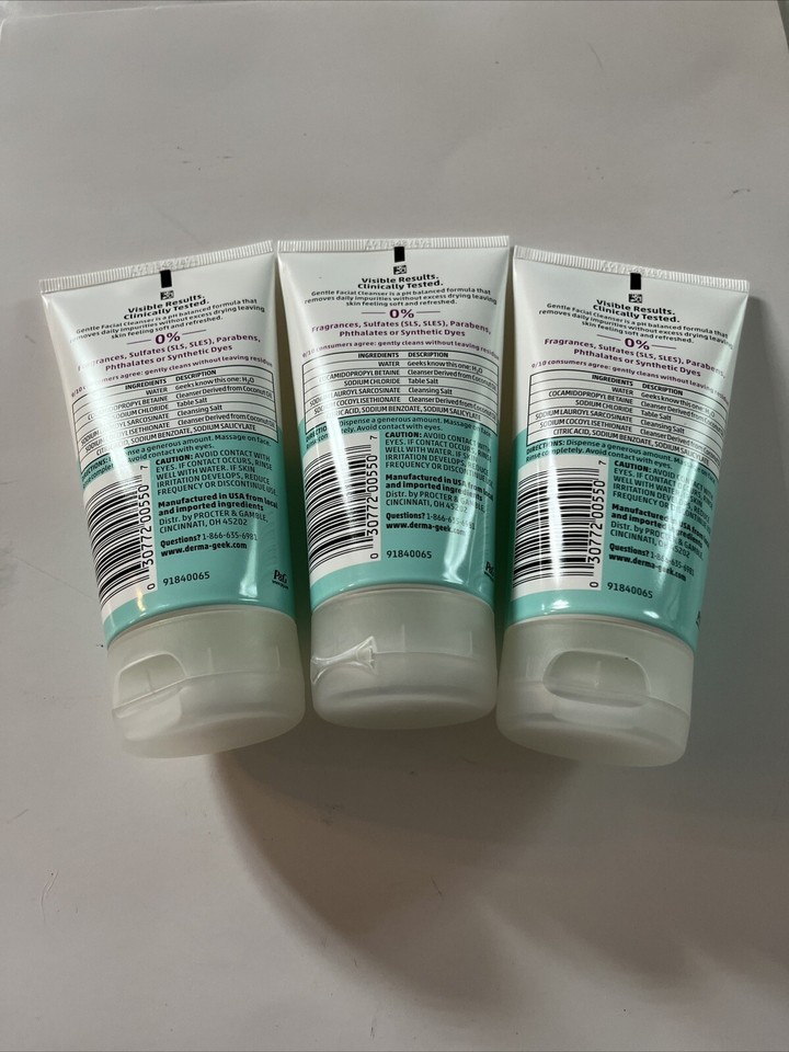 Derma Geek Gentle Facial Cleanser Face Wash Lot of 3 Tubes | eBay