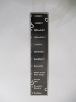 NSU Prinz Fuses Fuse Box Nameplate | eBay