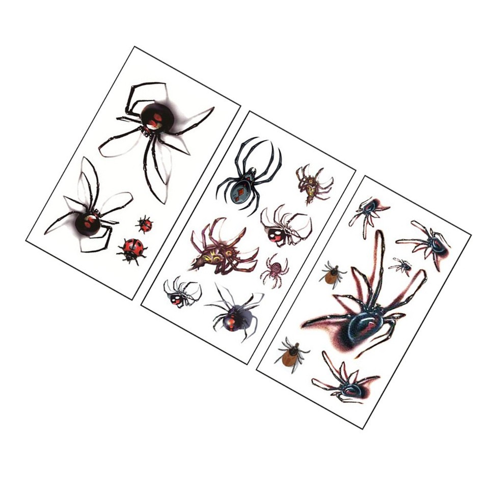 3 Sheets Spider Pattern Halloween Stickers Temporary Tattoos Decorative ...