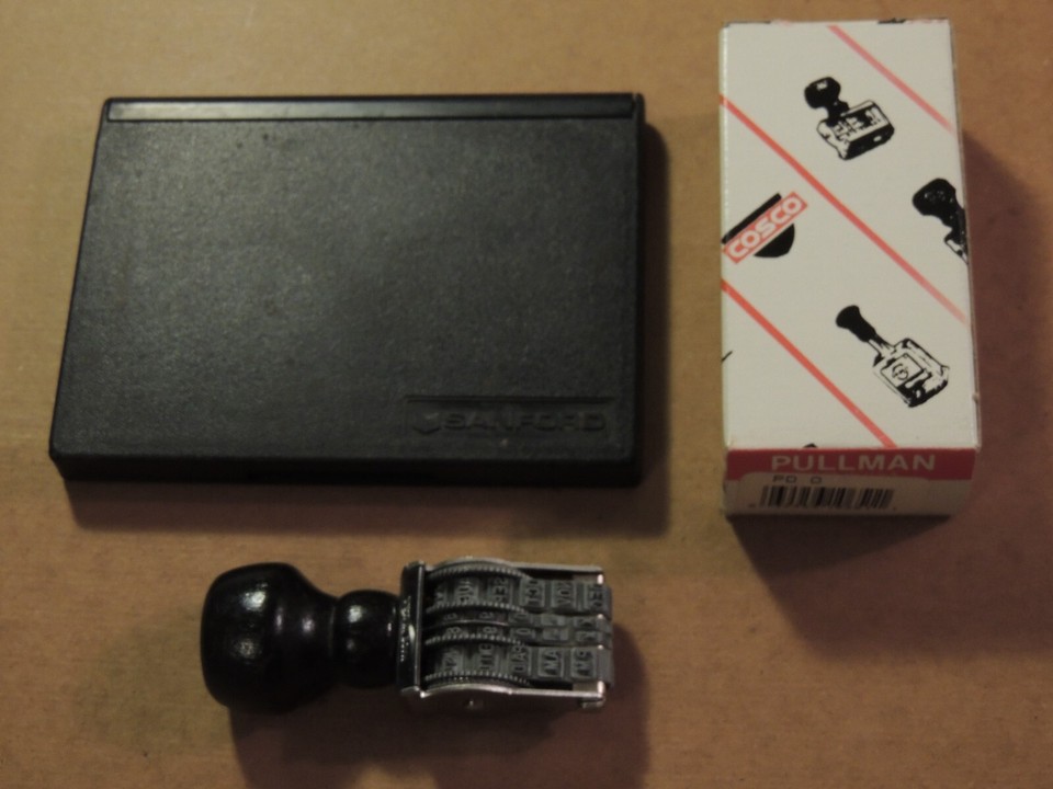 Cosco Pullman 4 Band Ink Stamp in Original Box & Sanford Ink Pad No. 1 ...