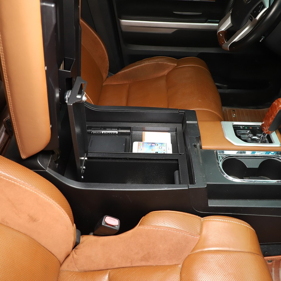 For TOYOTA Tundra 14-2020 2021 Center Console Safe GUN Storage Lock Box ...