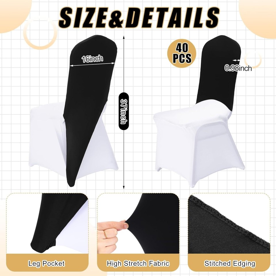 40 Pcs Chair Cap Covers Spandex Chair Hood Sash Hat Bands Folding ...