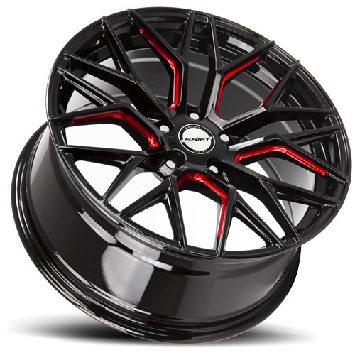 (Set of 4) Shift H33 Spring 18x8 5x120 +35mm Black/Red Wheels Rims 18 ...