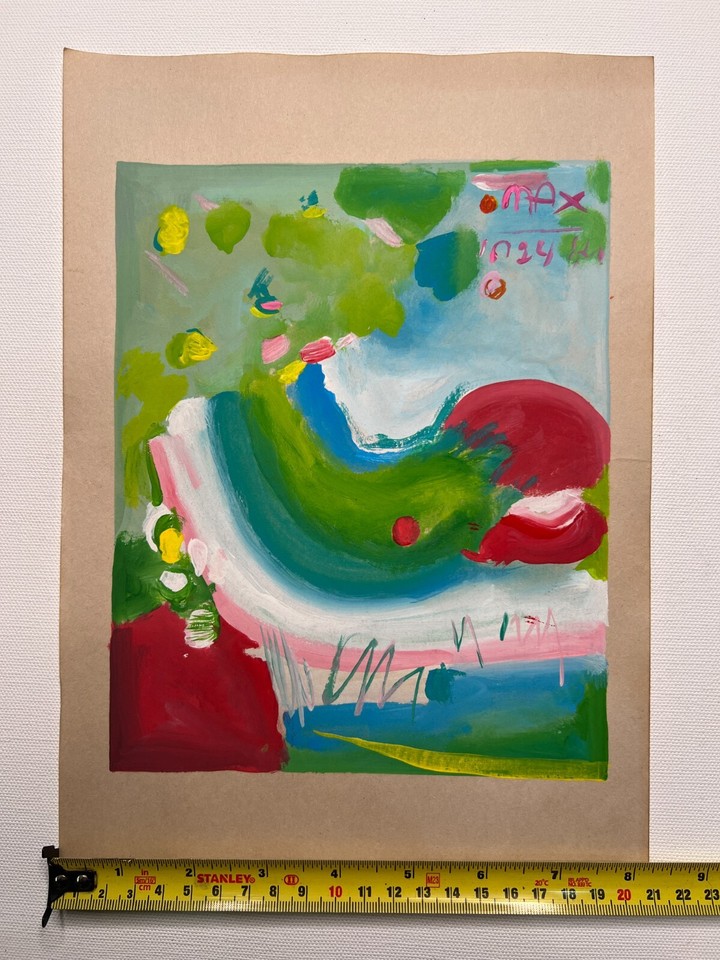 Peter Max Painting on old paper signed & stamped mixed media POP ART ...