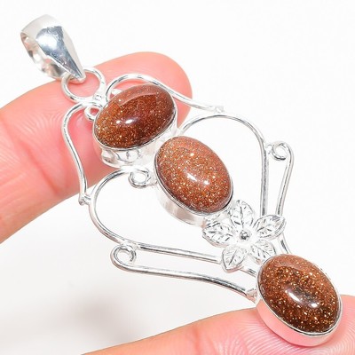 Red Sunstone Gemstone Handmade 925 Sterling Silver Jewelry Pendant Size ...