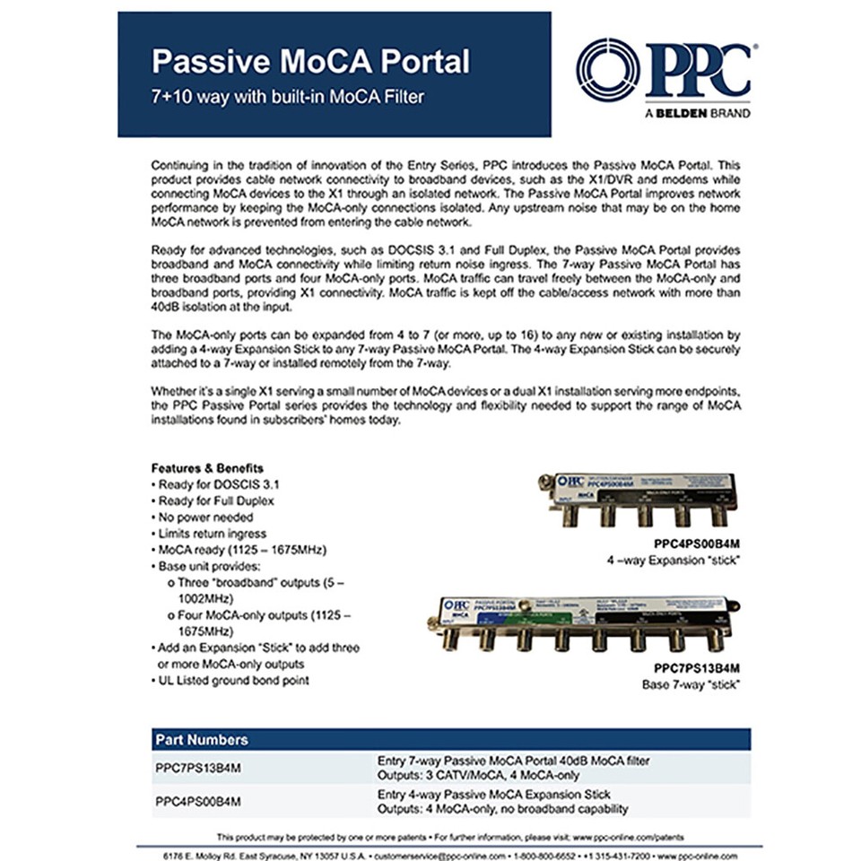 PPC Passive MoCA Coaxial Portal 7-Way with Built-in MoCA Filter | eBay
