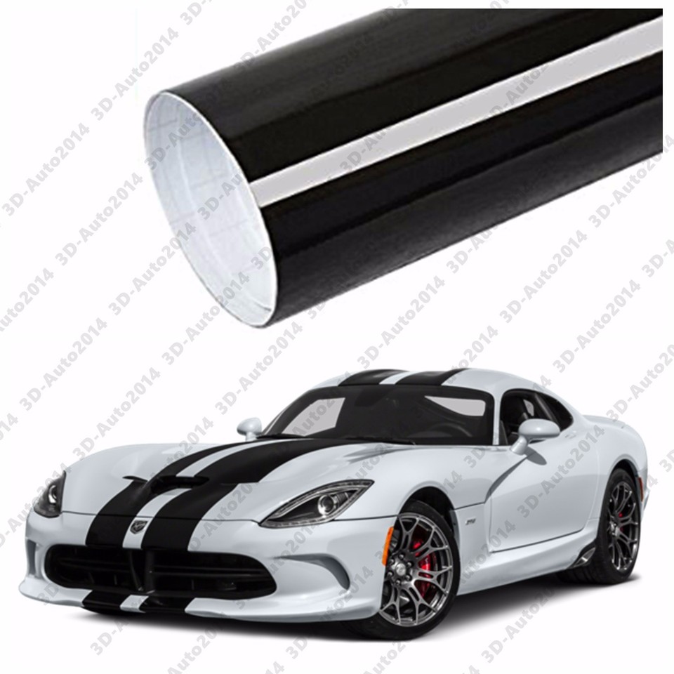24" X 53" GLOSS BLACK Vinyl Film Wrap Sheet With Air Release Pockets ...