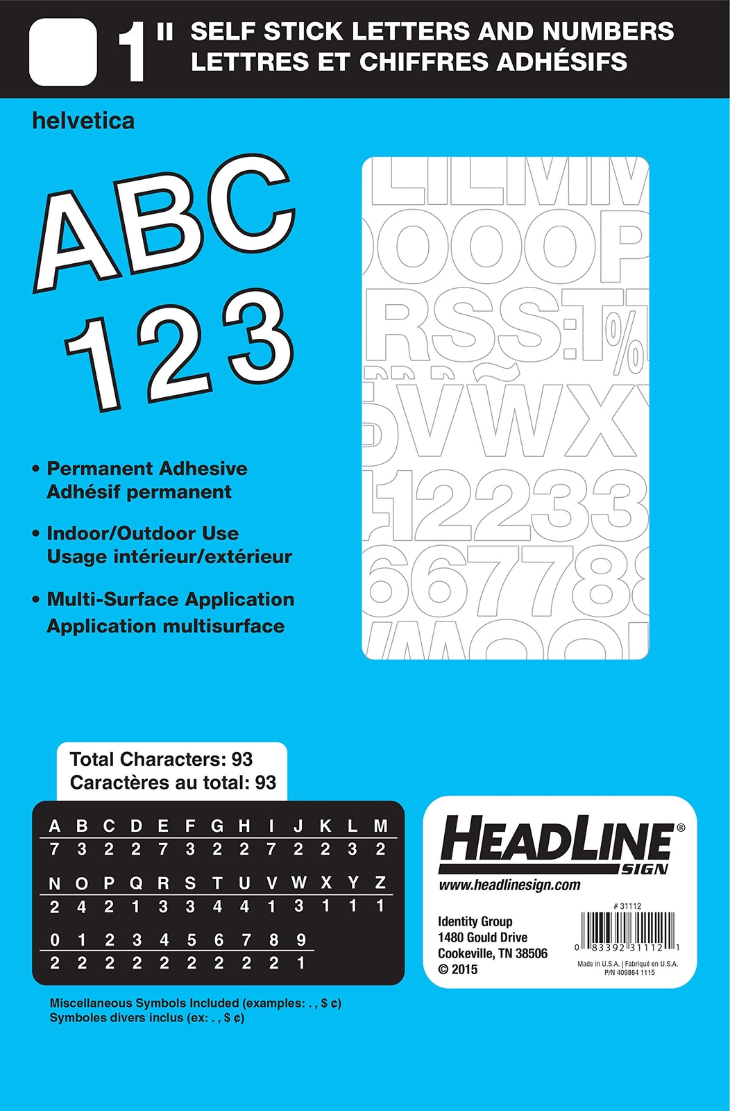 Headline Sign 31112 Stick-On Vinyl Letters and Numbers White 1-Inch | eBay