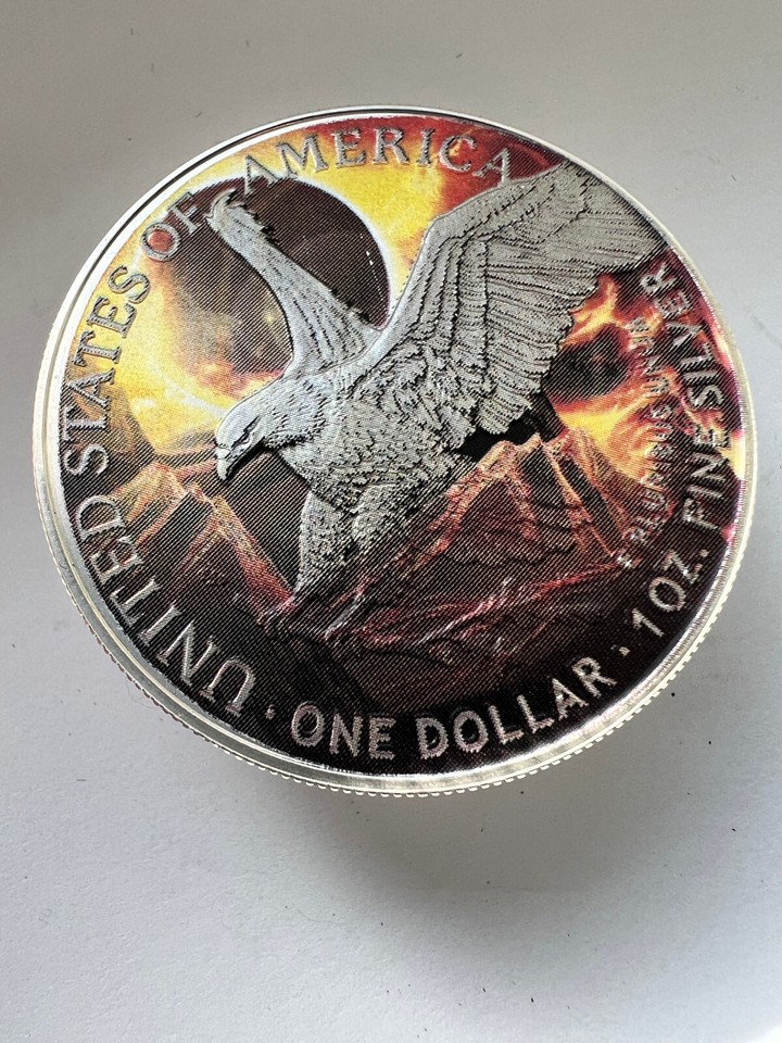 Beautiful Solar Eclipse Colorized American Silver Eagle 1oz 99% Silver ...