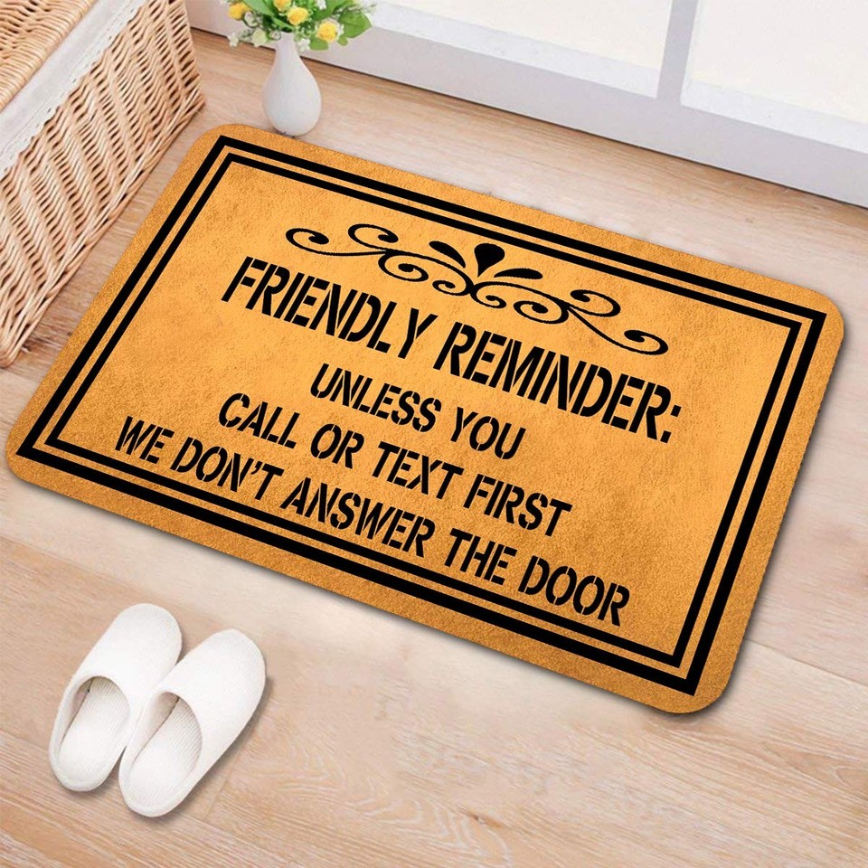Anti-Slip Welcome Door Mat 18x30 inch Funny Call Or Text First Themed ...