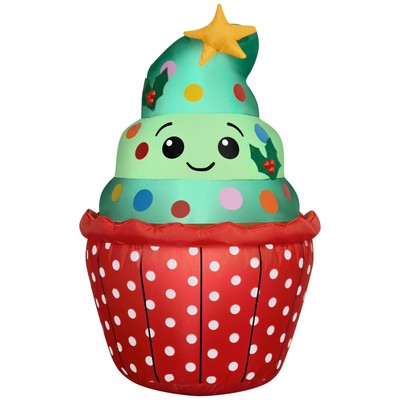 Outdoor Christmas Tree Cupcake Inflatable Holiday Yard Decoration ...