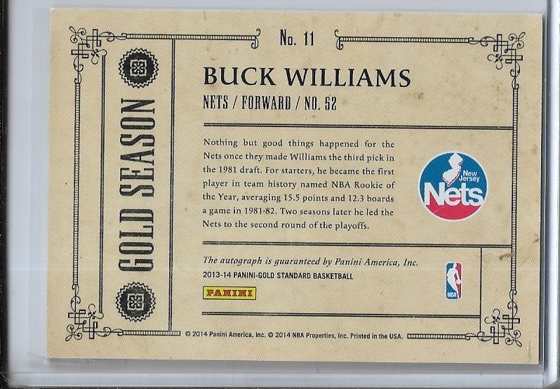 2013-14 Panini Gold Standard BUCK WILLIAMS Gold Season Autograph #ed 16 ...