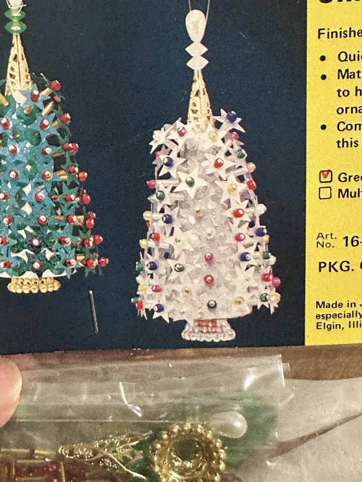 Vintage LeeWard Mini Christmas Tree Push Pin Sequin Bead Ornament Kit ...