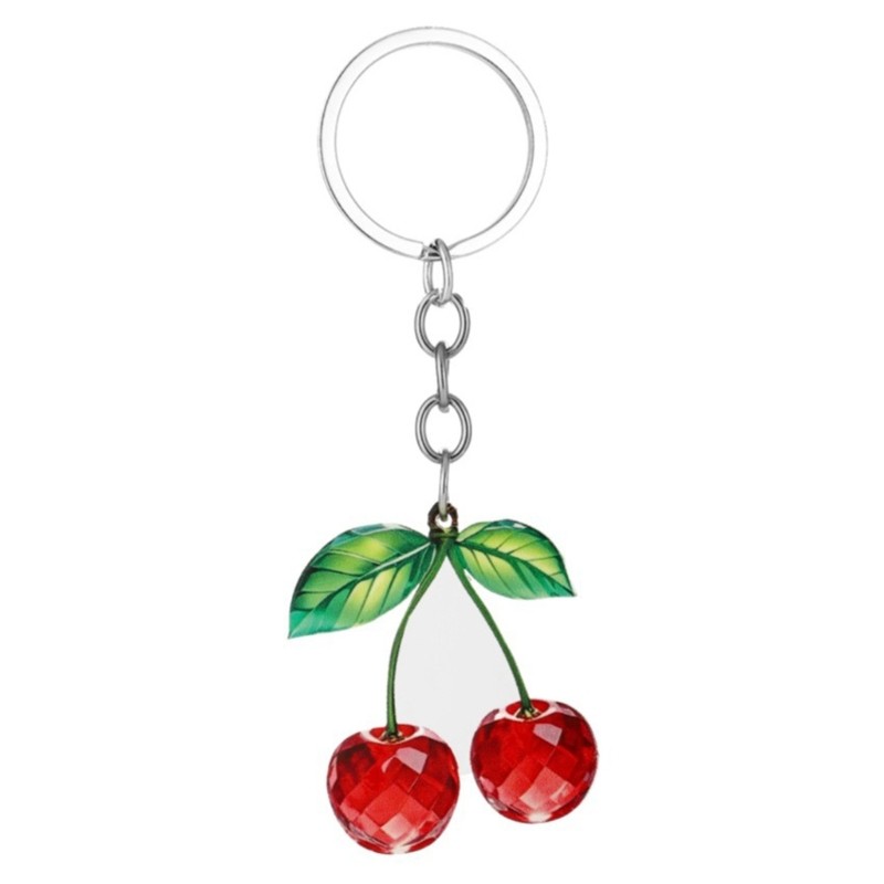 Two Sided Cherry Design Keychain Scratch Resistant Acrylic Key Holder ...
