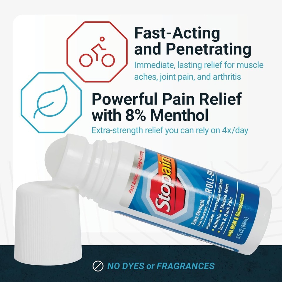 Pain Relief Roll On Gel 3oz (3 Pack) USA Made, Max Strength Fast Acting ...