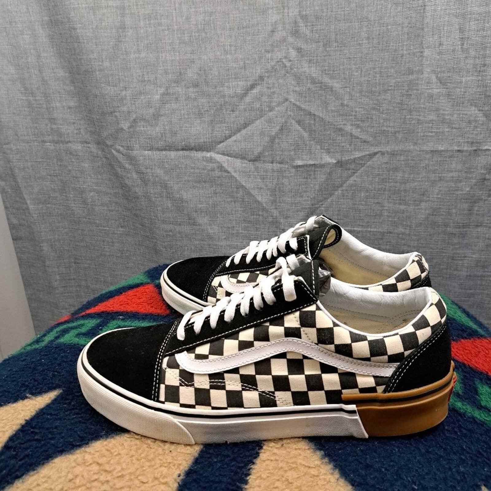 Van Sneakers Shoes Men Checker Pattern Black White Si… - Gem