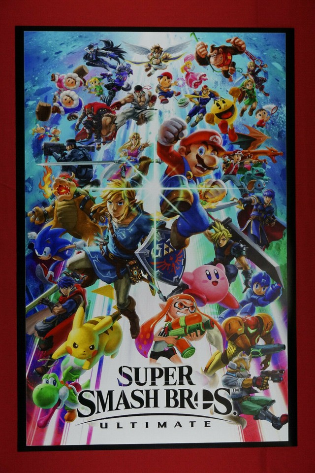 Super Smash Bros Ultimate Nintendo Game Pikachu Mario Poster 24X36 New ...