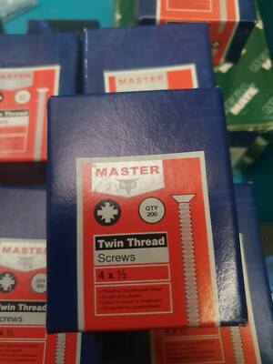 10 boxes 200 Unifix 4 x 1/2 Twin Qwik 4G Thread Pozi PZ Countersunk ...