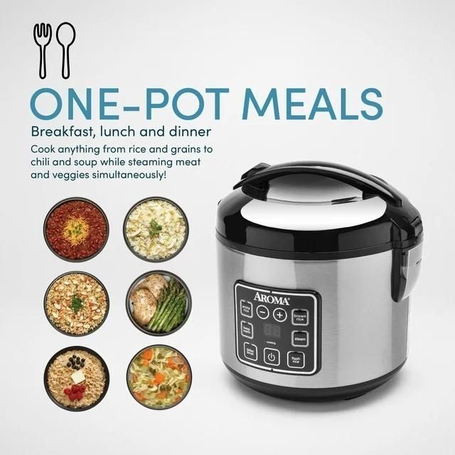 Aroma 8-Cup (Cooked) Rice & Grain Cooker, Steamer, New Bonded Granite ...