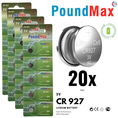 20 X CR927 DL927 ECR927 BR927 3V PoundMax Lithium Coin Cell Battery ...