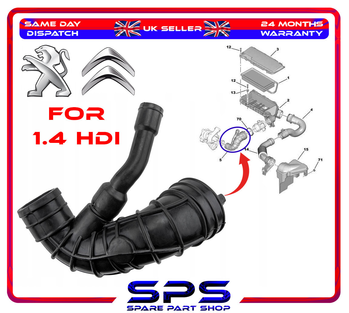 AIR INTAKE PIPE TURBO HOSE FOR CITROEN C1 C2 C3 NEMO PEUGEOT 206 1.4 ...